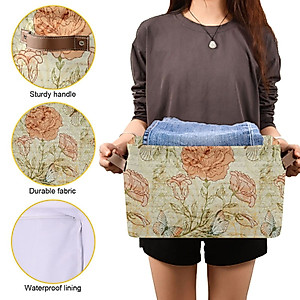 ALAZA Retro Rose Butterfly Flower Foldable Storage Box Storage Basket Organizer Bins with Handles for Shelf Closet Living Room Bedroom Home Office 1 Pack