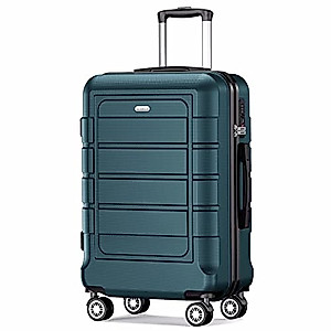 SHOWKOO Luggage PC+ABS Durable Expandable Hardside Suitcase with Double Spinner Wheels TSA Lock 24-Inch, Armygreen