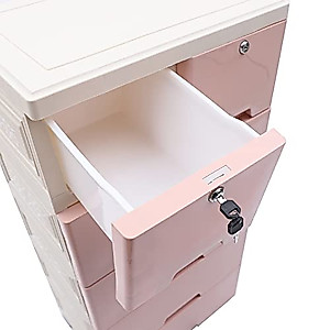 Hteedy 6 Drawers Bedroom Storage Cabinet Plastic Closet Drawer Storage for Bedroom Furniture Organizer Tower Cabinet，19.7" W x 13.8" D x 40" H (Pink)