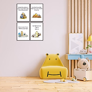 Winnie the Pooh Wall Decor – Unframed Set of 4 Prints, 8x10 Inch, Watercolour Nursery Wall Decor for Boys and Girls, Kids, Baby’s Nursery Decor Playroom Classic Pooh Bear Friends Piglet UNFRAMED