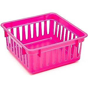 Bright Creations 12-Pack Colorful Small Storage Baskets Plastic Bins for Organizing Shelves and Desks, Arts and Crafts Containers for Home, School, Office (4 Colors, 5.3 x 5.3 x 2.4 in)