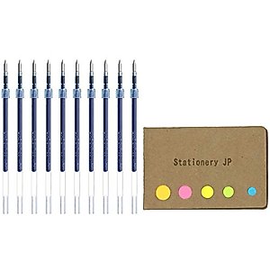 SXR-38 Refills for Jetstreem Ballpoint Pen, 0.38mm, Blue Ink, 10-Pack, Sticky Notes Value Set
