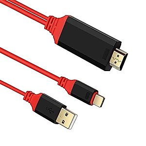 Jiali USB-C Converter Adapter Cable 2 in 1 USB-C/Type-C + USB Power Supply Interface to 4K x 2K Ultra HD HDMI Video Cable, Length: 2m