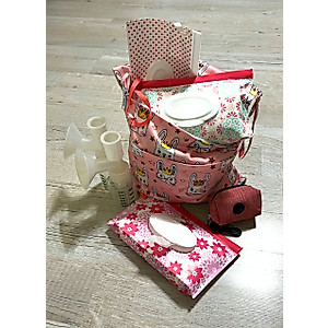 CasenBag Pink Wet and Dry Diapers Bag with Wet Wipes Cases KT-WDCB-008