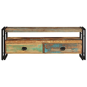 vidaXL TV Stand, TV Unit for Living Room, Sideboard with Drawer, Entertainment Center Media Unit Cupboard, Industrial Style, Solid Reclaimed Wood