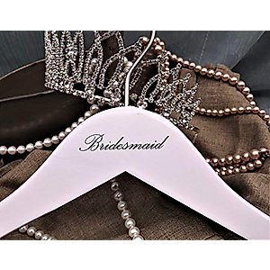 NAHANCO BRM20117 Bridal Hanger, White Wood Hanger with Black Imprint (Bridesmaid), 17” (1 Piece)