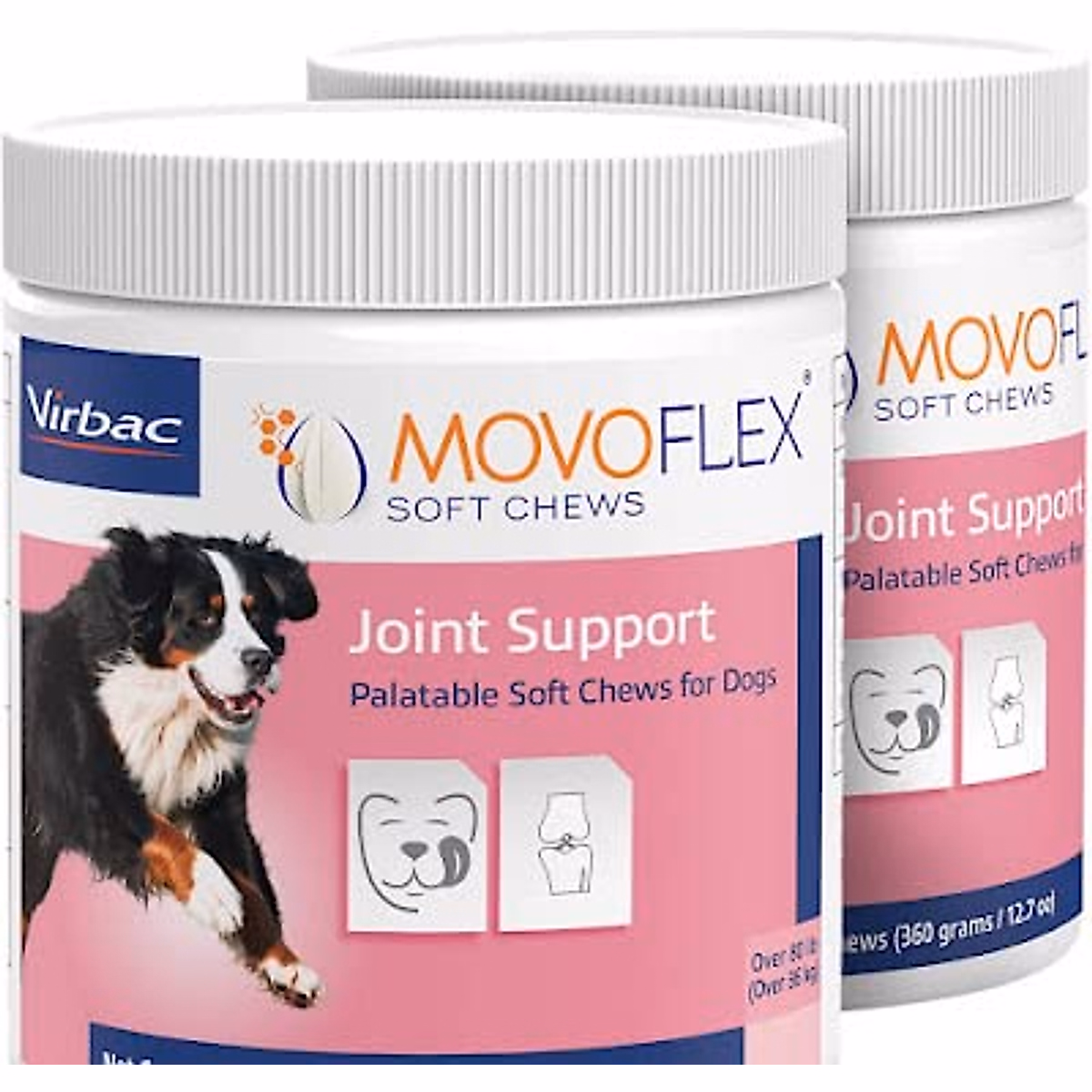 MOVOFLEX Dog Hip & Joint Support for Large Dogs | Veterinarian Formulated Dog Joint Supplement | One Chew A Day | Yummy Dog Treats or Put in Dog Food - Gluten Free | 60 Soft Chews - 2 Pack