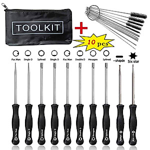 YHLFOOZ 10pcs Carburetor Adjustment Tool Set for Common 2 Cycle Small Engine Echo Poulan Husqvarna MTD Ryobi Homelite String Trimmer Weed Eater Chainsaw (Includes: Cleaning Brush + Black Toolkit)