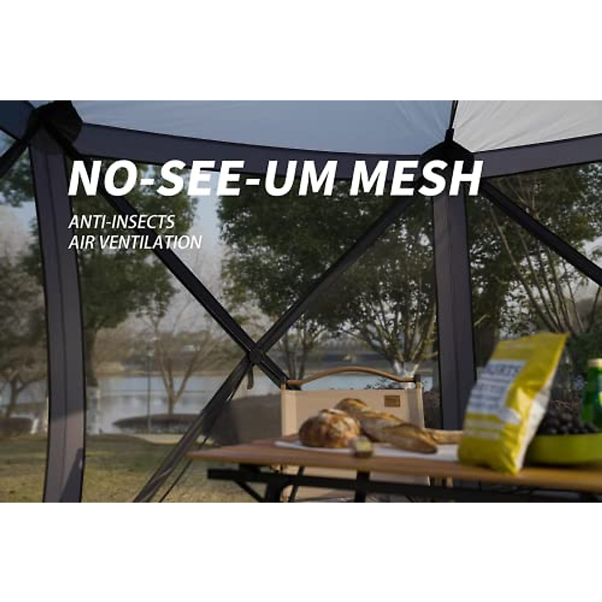 Gardimax Pop Up Instant 12'x12' 6 Sided Gazebo Screen House for Camping 8-10 Person, for Backyard, Camping, Outdoor, Coffee