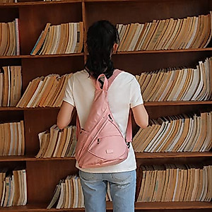 Waterproof Nylon Sling Backpack for Women Convertible Crossbody bag Casual Backpack Purse for Outdoor Travel Hiking XB-10 (Pink)