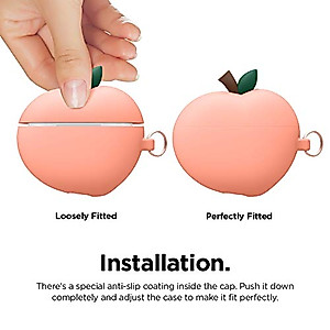 elago Peach Case Compatible with Apple AirPods Pro Case, 3D Cute Design Case Cover with Keychain, Supports Wireless Charging (Peach) [US Patent Registered]