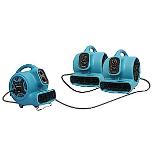 XPOWER P-230AT Mini Mighty Air Mover Utility Blower Fan with Built-in Power Outlets, Blue