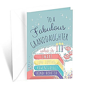 Birthday Card For Granddaughter | Made in America | Eco-Friendly | Thick Card Stock with Premium Envelope 5in x 7.75in | Packaged in Protective Mailer | Prime Greetings