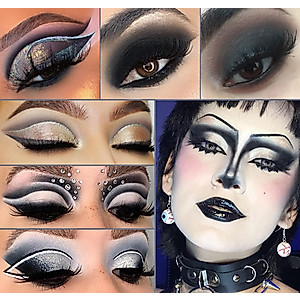 MAEPEOR Black Grey Eyeshadow Palette 9 Colors Cool Toned Matte Glitter Eyeshadow Palette Longlasting Waterproof Smoky Eye Shadow for Girls and Women (Set 1, Black Grey)