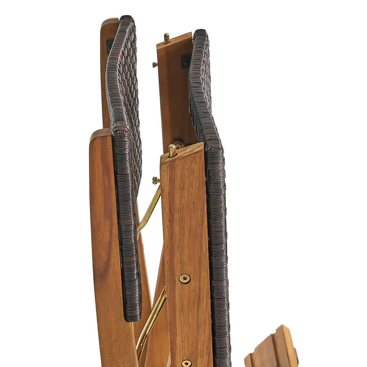 GDFStudio Outdoor Folding Acacia Wood Barstools (Set of 2), and Brown