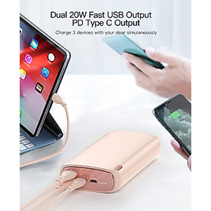 Kuulaa Small Portable Charger 5000mAh with Built-in USB C Cable & 26800mAh High Capacity Power Bank Dual-Output Battery Pack
