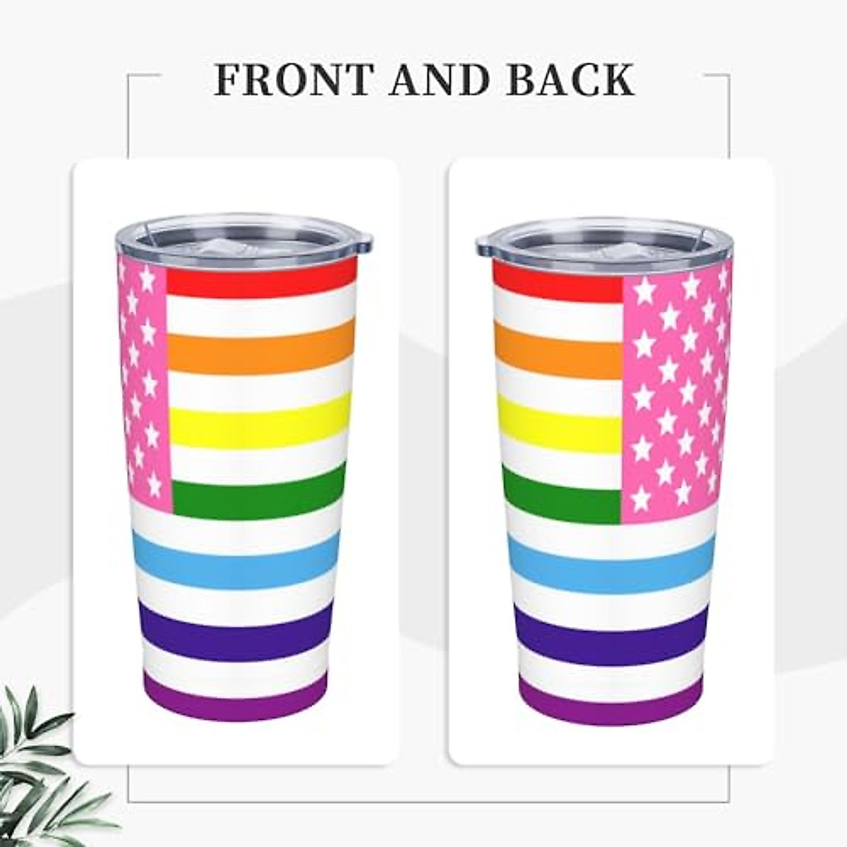 IYERSKD LGBT American Pride Rainbow Flag 20 oz Stainless Steel Tumbler Vacuum Insulated Leakproof Travel Mug for Car Office Gym