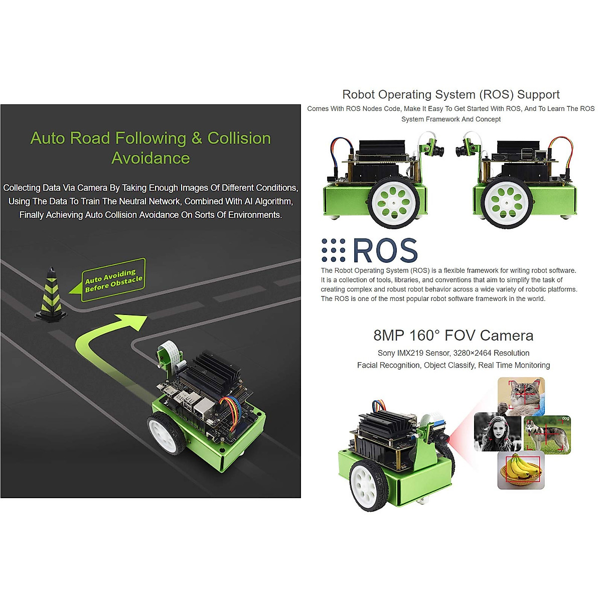 JetBot 2GB AI Kit Accessories AI-Based Smart Robot Compatible with NVIDIA Jetson Nano 2GB Developer Kit (Doesn't Include 2GB Nano)