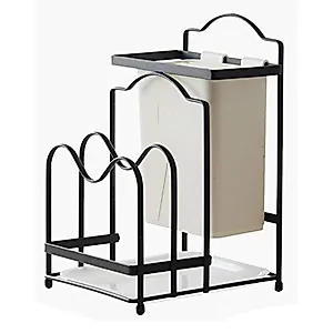 XJJZS Stainless Iron Cutting Board Holder,Lid Holder,Pot Lid Rack Organizer Kitchen Cabinet Rack Storage (Black)