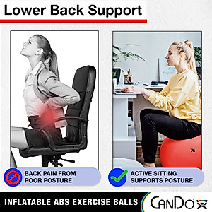 CanDo Inflatable Exercise Ball - Red 42", Durable Extra Thick Non-Slip Stability Ball for Core Workouts, Yoga, Pilates, Active Seating, Physical Therapy, Pregnancy, Home Gym, Flexibility