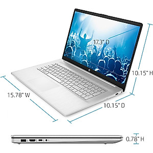HP 17 17.3" Touchscreen HD+ Laptop Computer, Quad-Core AMD Ryzen 3 5300U (Beat i3-1115G4), 8GB DDR4 RAM, 512GB PCIe SSD, WiFi 6, Bluetooth 5.2, Natural Silver, Windows 11 Home, BROAG Cable