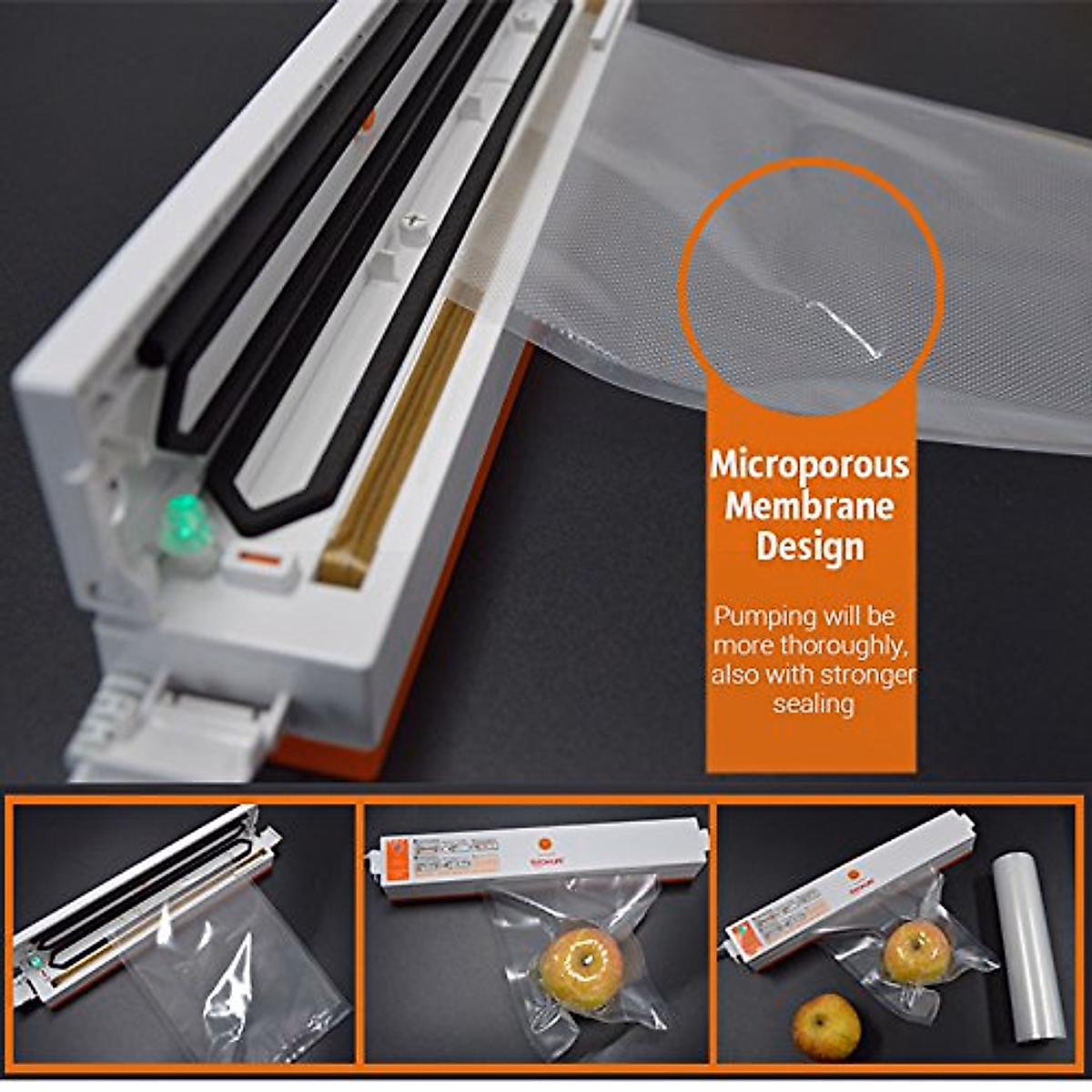 Creation Core Kitchen Commercial Grade Food Storage Saver Vacuum Sealer Bags Roll(2PCS 8"x197")