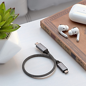 Satechi USB C to USB C 4.0 Pro Cable, 140W Power Delivery, 8K Resolution @ 60Hz, 4K @ 120Hz Single or 4K @ 60Hz Dual Display, 40Gbps Data Transfer, Downward Compatible to 2.0 USB C Devices (10in/25cm)