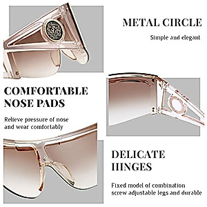FEISEDY Sunglasses for Women, One Piece Oversized Sunglasses for Men and Women, Wrap Shield Sunglasses for Cycling, Driving, Vacation (B4027, Champagne Frame & Gradual Tea Lens)
