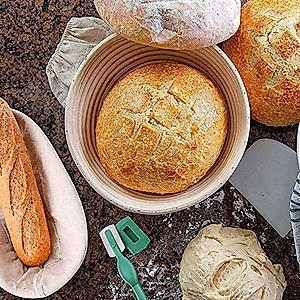 2 Pack Sourdough Proofing Baskets Set 6 Inch Dough Proofing Rising Rattan Basket Round Brotform Banneton Bread Basket With Linen Liner For Home Bakers