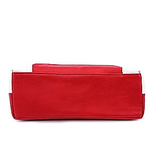 Adjustable Strap Soft Vegan Leather Front Pocket Large Hobo Handbag Crossbody Purse (Stripe - Blue/White)