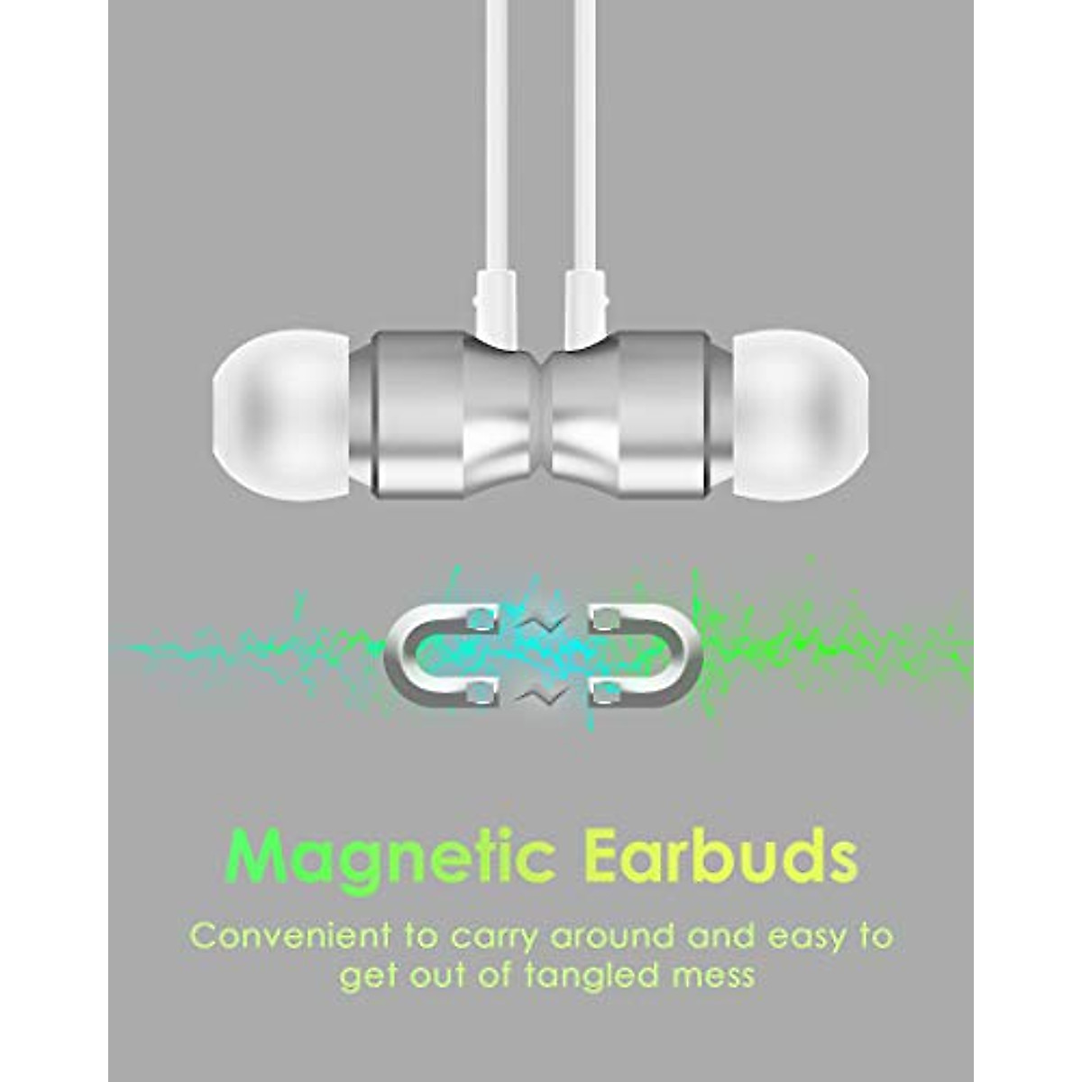 PALOVUE Lightning Headphones Earphones Earbuds in-Ear Magnetic MFi Certified with Microphone Compatible iPhone 14 13 12 11 Pro Max iPhone X XS Max XR iPhone 7 8 Plus iPad Metallic Silver