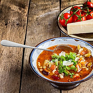 ATHBEDA Soup Spoons Set Round Spoons, 8 Pieces, 7.28 Inch, SUS304 18/8 Stainless Steel