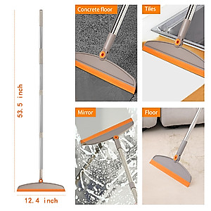 Silicone Broom for Indoor Cleaning Floor Squeegee Scrubber Adjustable Telescopic Pole Professional 180° Rotatable Magic broom for Tile Floor Garage Deck Bathroom Window Floor Wiper