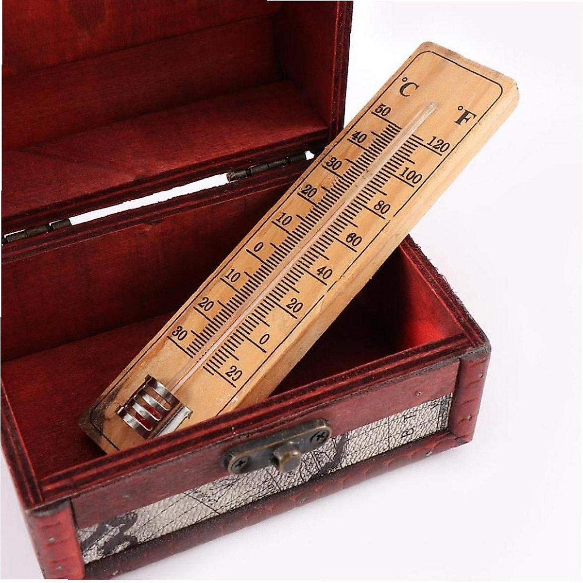 Aisoway Wooden Thermometers Wall-Mounted Direct Type Temperature Monitor Logger for Garden Office Garage 1pc