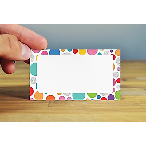 Stonehouse Collection | Colorful Dot Patterened Table Tents | Rainbow Colored Name Cards | Classroom Celebration, Birthday, Wedding, Baby Shower, Bridal Shower, Anniversary | 25 Count (Colorful Dots)