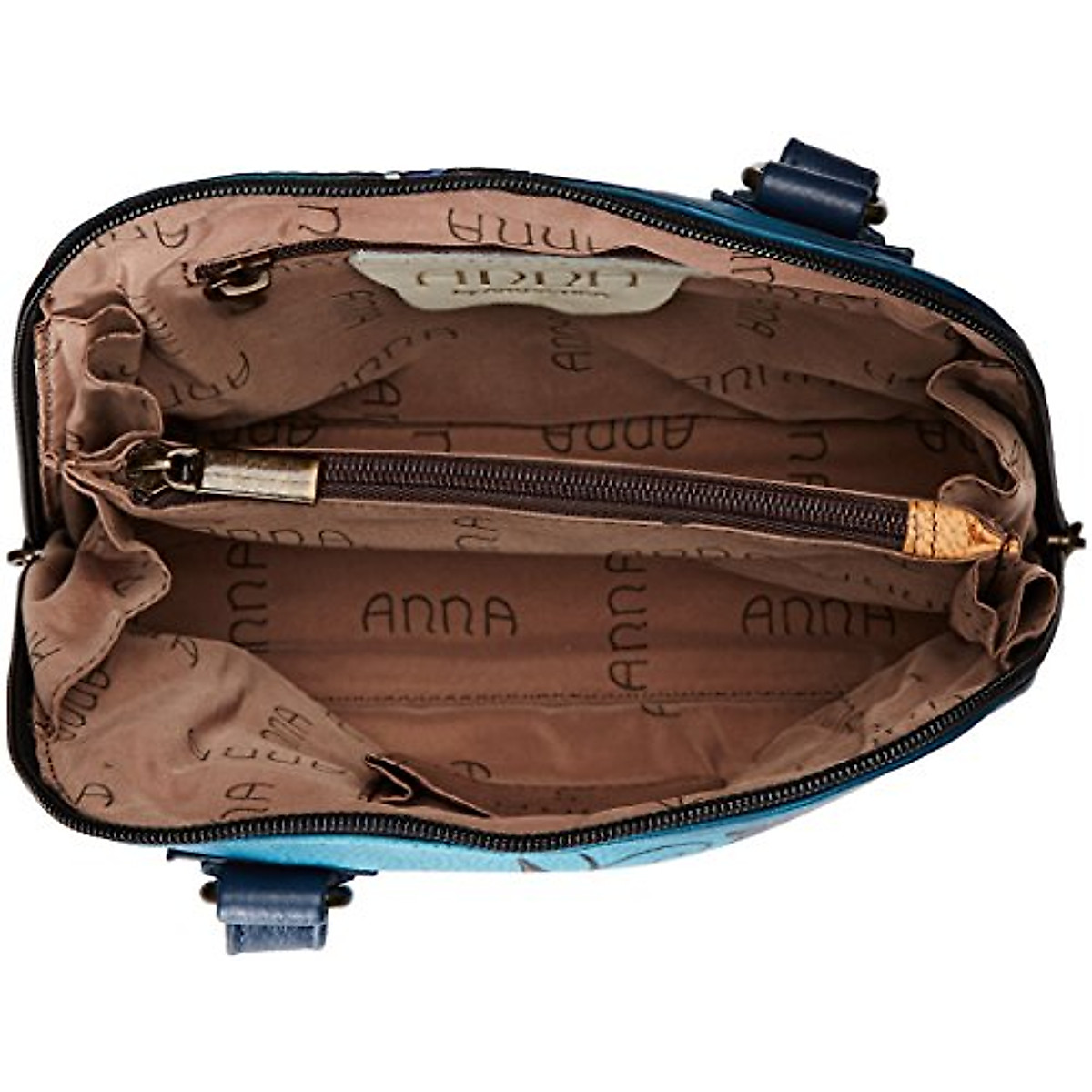 Anna by Anuschka Women's Hand Painted Leather Small Multi Compartment Zip-Around Organizer, Denim Paisley Floral