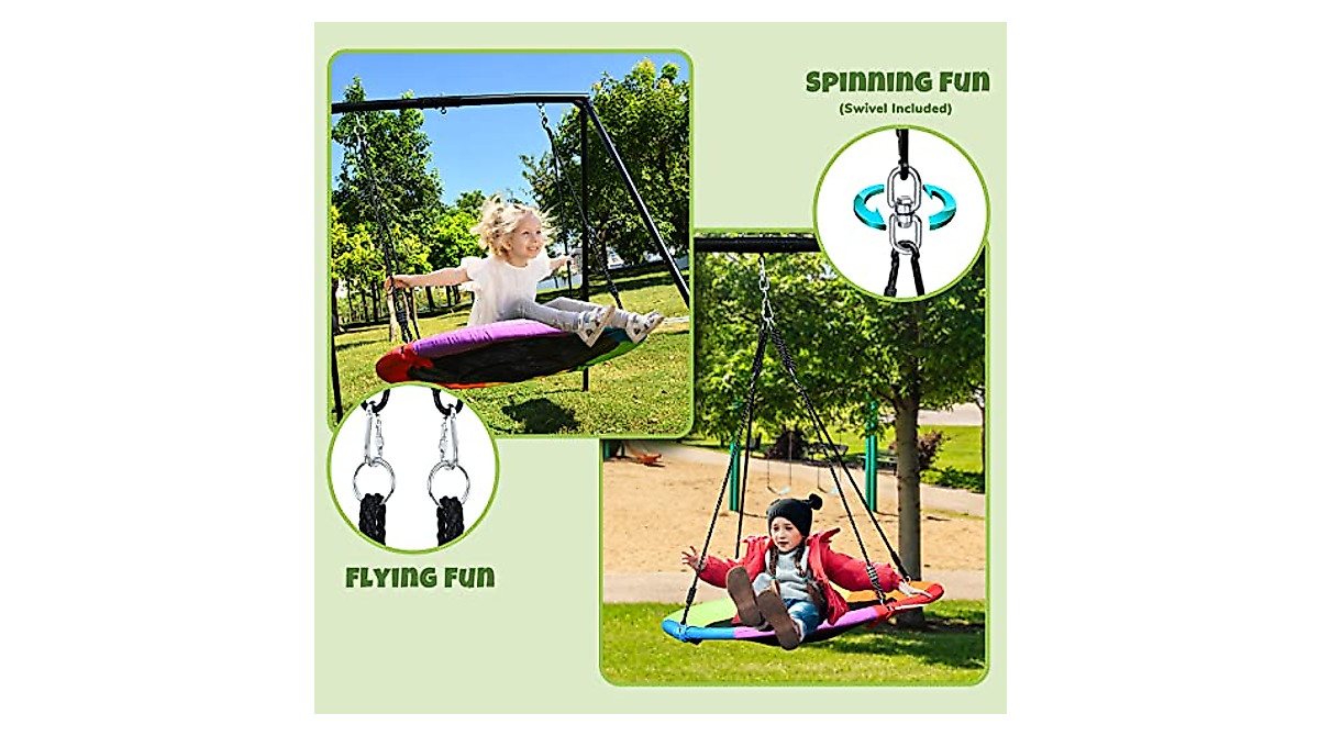 Trekassy 440lbs Swing Set with 40 Inch Saucer Tree Swing, Swivel and ...