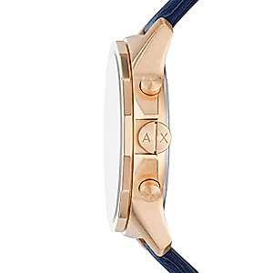 Armani Exchange Men's Stainless Steel Quartz Watch with Leather Strap, Blue, 22 (Model: AX1723)