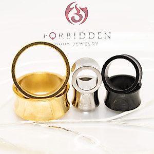 Forbidden Body Jewelry Gauges for Ears, Ear Plug, Tunnels for Ears, Ear Tunnels, Metal Tunnels, 316L Surgical Steel Hand Polished Double Flared Saddle Tunnel Plug(1" 25mm Black PVD Plated)