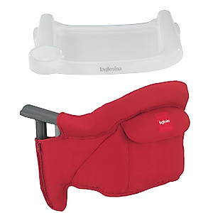 Inglesina - Fast Table Chair with Fast Tray: Hook On Portable High Chair for Babies and Toddlers, Damage Free Travel Booster Seat for Restaurant Use - Includes Snap On Tray, Red