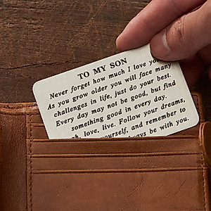 YYQX Son Gifts from Mom To My Son Wallet Card Inspirational Encouragement Graduation Birthday Back To School Gifts for Son Boys Men