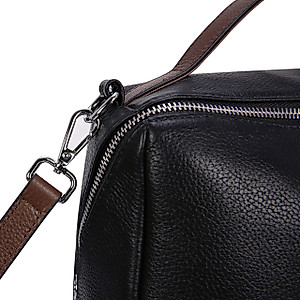 Iswee Fashion Women Tote Handbag Satchel Shoulder Bag Cross Body Shopping Bags Ladies Purse Genuine Leather (Black)