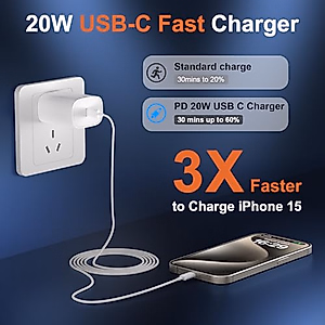 iPhone 15 Charger Fast Charging, 20W USB C iPhone 15 Pro Max Charger Block with 10FT Long USB C Fast Charging Cable Cord for iPhone 15/15 Pro Max/15 Pro/iPad Pro 12.9/11, Samsung Galaxy S24 Ultra Plus