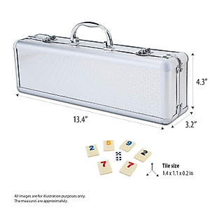 106 Rummy Tiles Game, Rummy Cube Sets Travel Game Outlasting Color with Aluminum Case & 4 Anti-Skid Durable Trays. Board. 106 Tile, 4 Players. Deluxe Edition.