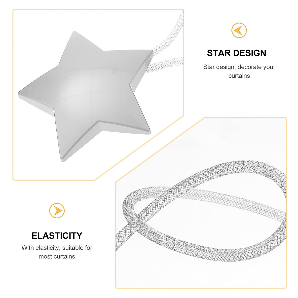 DOITOOL Holder Decorative Tiebacks Holdback Drape Magnetic Buckle for Bedroom Modern Clips Tieback Ties Accessories Holdbacks Home Window Rope Holdback, Weave Curtains Star Backs Tie