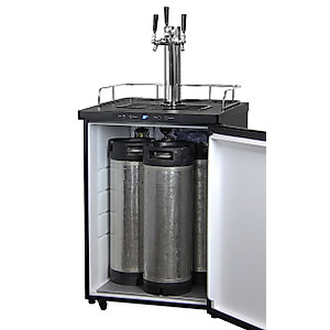 Kegco KOM30X-3 Keg Dispenser, 3-Faucet, Black Stainless Steel