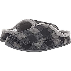 Deer Stags Unisex Nordic Fabric Slipper / Grey/Black Plaid / Men's 16 US / Wide