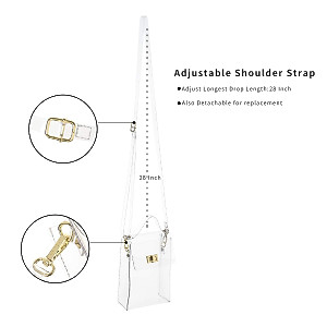 AOCINA Clear Crossbody Purse Bag, PGA Stadium Aprroved Clear Handbags for Work, Concerts, Sports Events (A-clear-vertical 2)