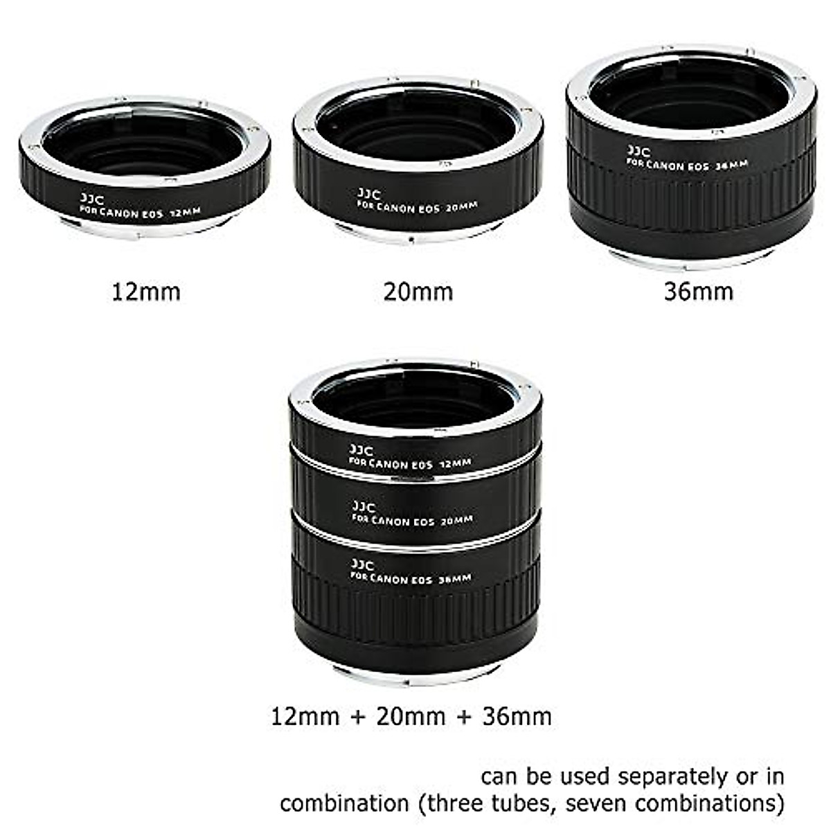 JJC EF & EF-S Mount Auto Focus Extension Tube Set for Canon EOS 90D 80D 70D 60D 77D Rebel T6 T7 T5 T8i T7i T6i T6s T5i T4i SL3 SL2 EOS 6D Mark II 7D Mark II 5D Mark IV III 5Ds R 1Dx Mark III and More