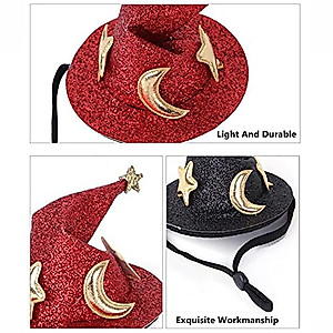 4 Pack Small Animal Halloween Wizard Hat with Elastic Chin Strap for Hamster Bearded Dragon Chinchilla Ferret Guinea Pig Cosplay Party Dress up Apparel Outfit (4 Pack)